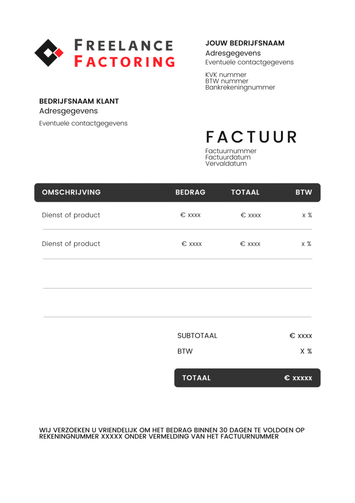 Factuur opstellen ZZP | FreelanceFactoring